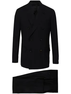 LARDINI Double-breasted Wool Suit - Blue