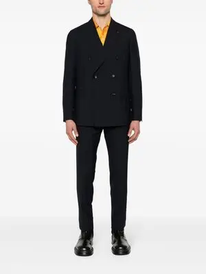 LARDINI Double-breasted Wool Suit - Blue