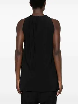 Rick Owens Gathered Crepe Tank Top - Black