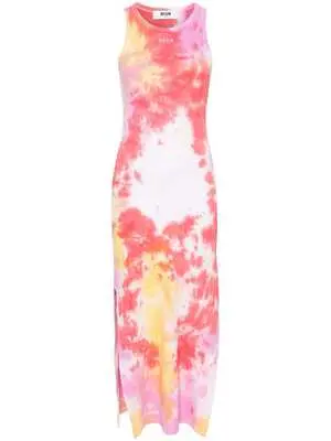 MSGM Tie-dye Ribbed Midi Dress