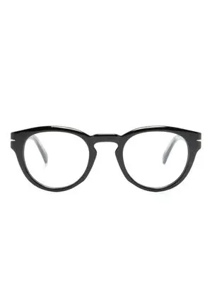 DB EYEWEAR BY DAVID BECKHAM Logo-plaque Round-frame Glasses - Black