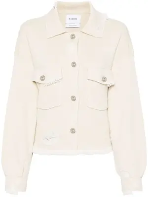 BARRIE Fringed Denim Jacket - Neutrals