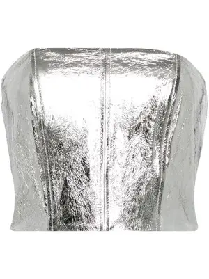 David Koma Bandeau Leather Crop Top