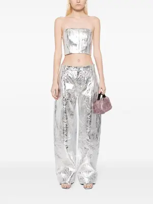 David Koma Bandeau Leather Crop Top