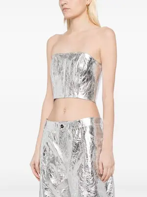 David Koma Bandeau Leather Crop Top