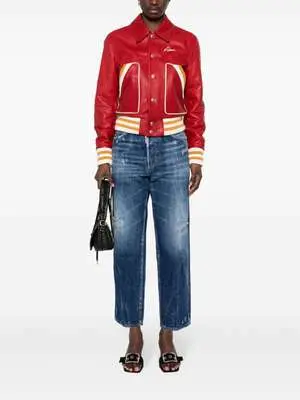 Dsquared2 Varsity Leather Bomber Jacket