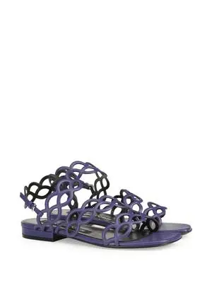 SERGIO ROSSI Mermaid Leather Sandals - Purple