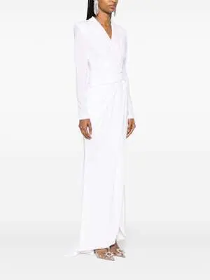 Talbot Runhof Draped Crepe Maxi Dress - White