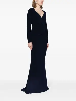 Talbot Runhof Draped Crepe Maxi Dress - Blue