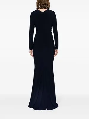 Talbot Runhof Draped Crepe Maxi Dress - Blue