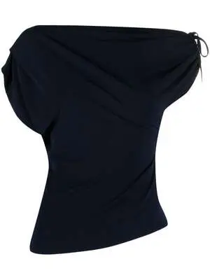 Talbot Runhof Asymmetric Crepe Blouse - Blue