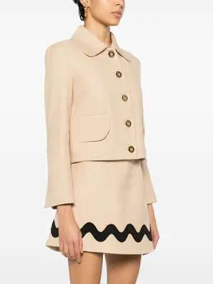 PATOU Cropped Tweed Jacket - Neutrals