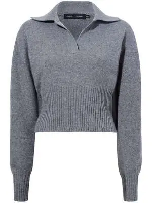 Proenza Schouler Split-neck Ribbed-knit Jumper - Grey