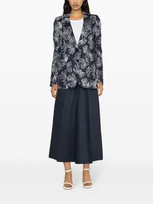 Talbot Runhof Floral-embroidered Linen Blazer
