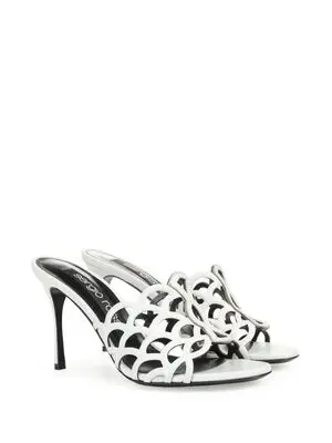 SERGIO ROSSI Sr Mermaid 90mm Leather Mules - White