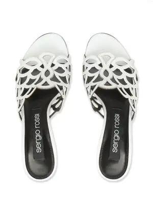 SERGIO ROSSI Sr Mermaid 90mm Leather Mules - White