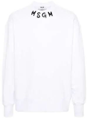 MSGM Logo-print Cotton Sweatshirt - White