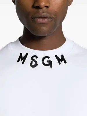 MSGM Logo-print Cotton Sweatshirt - White