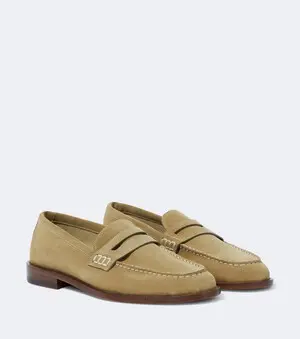 Manolo Blahnik Perry Suede Loafers - Beige