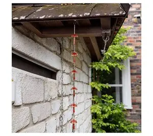 EVERGREEN 72' Red Metal Mushroom Rain Chain - One-color