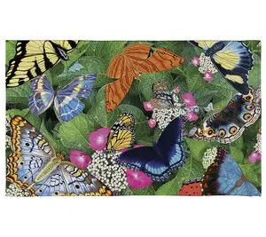 EVERGREEN Hello Butterflies Washable Indoor/out Door Mat - One-color