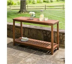 PLOW & HEARTH Lancaster Outdoor Eucalyptus Wood Console Table - One-color