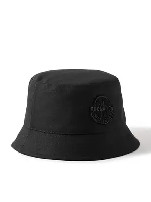 Moncler Roc Nation Logo Twill Bucket Hat - Black