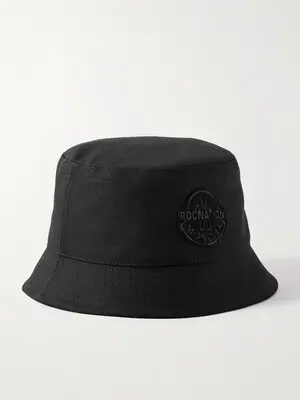 Moncler Roc Nation Logo Twill Bucket Hat - Black