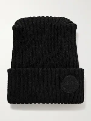 Moncler Roc Nation Ribbed Virgin Wool Beanie - Black