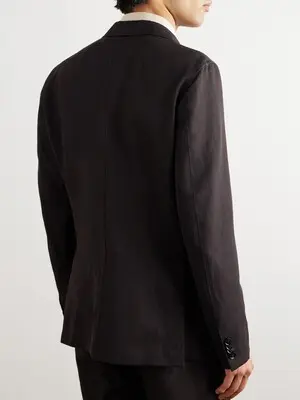 Zegna Slim-fit Wool And Linen-blend Suit Jacket - Brown