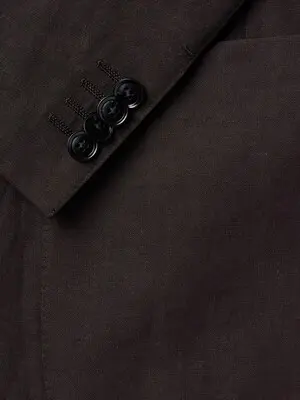 Zegna Slim-fit Wool And Linen-blend Suit Jacket - Brown