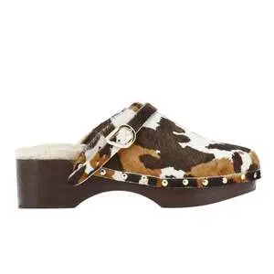 Women's Cow Print Mules Clogs