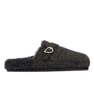 ANCIENT GREEK SANDALS Vasilitsa Shearling Slides Black