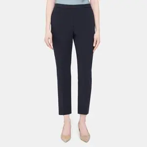 Theory Slim Cropped Pull-on Pant In Crepe - Deep Navy