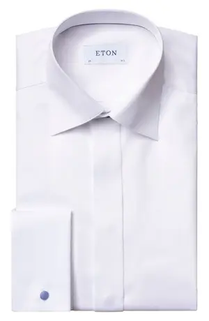 Eton Slim Fit Twill Fly Front Tuxedo Shirt