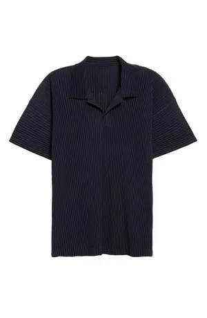 Issey Miyake Basics Pleated Polo - Navy