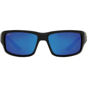 COSTA DEL MAR Fantail Rectangular Sunglasses - Matte Black/blue Mirror
