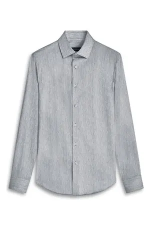 Bugatchi James Ooohcotton® Chambray Print Button-up Shirt - Black