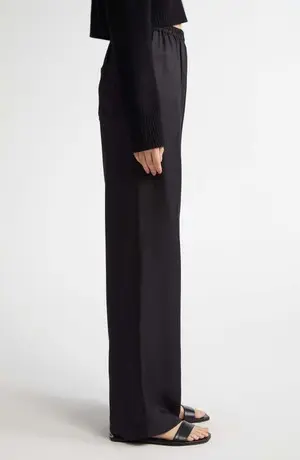 Loulou De Saison Alera Silk Straight Leg Pants - Black