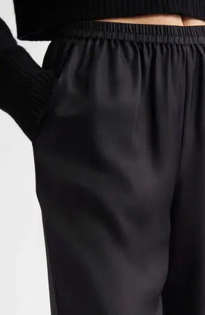 Loulou De Saison Alera Silk Straight Leg Pants - Black