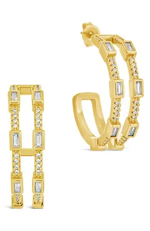 Sterling Forever Neah Cubic Zirconia Hoop Earrings - Gold