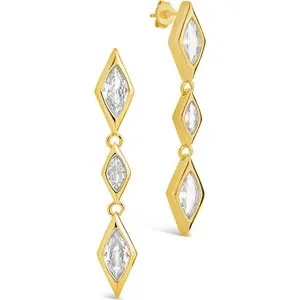Sterling Forever Lissie Cubic Zirconia Linear Drop Earrings - Gold