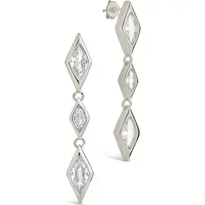 Sterling Forever Lissie Cubic Zirconia Linear Drop Earrings - Silver