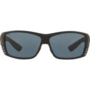 COSTA DEL MAR 61mm Rectangle Polarized Sunglasses - Dark Grey Black