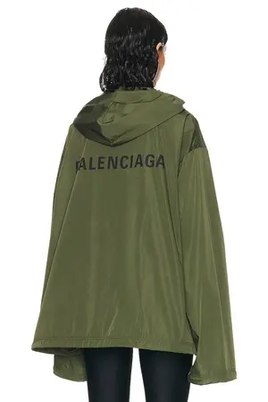 Balenciaga Hooded Rain Jacket In Green