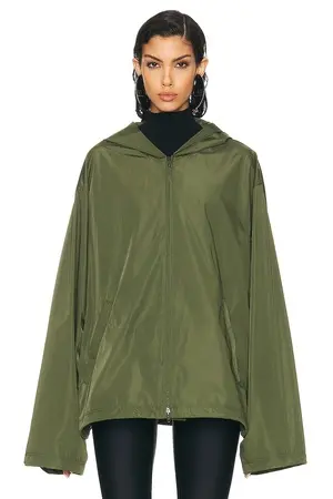 Balenciaga Hooded Rain Jacket In Green