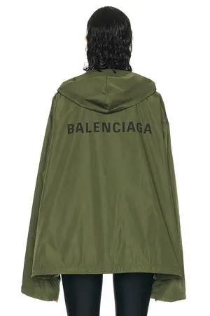 Balenciaga Hooded Rain Jacket In Green