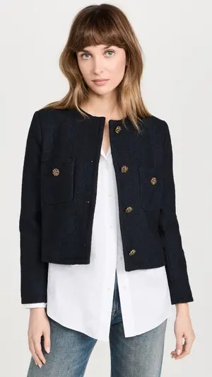 Ba&sh Meredith Tweed Jacket - Marine