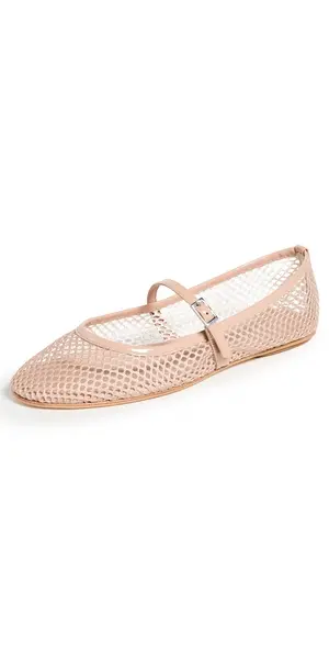 BLACK SUEDE STUDIO Mika Flats - Nude Mesh With Nude Patent Str