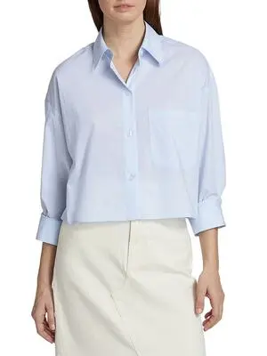 TWP Soon To Be Ex Crop Poplin Shirt - Baby Blue